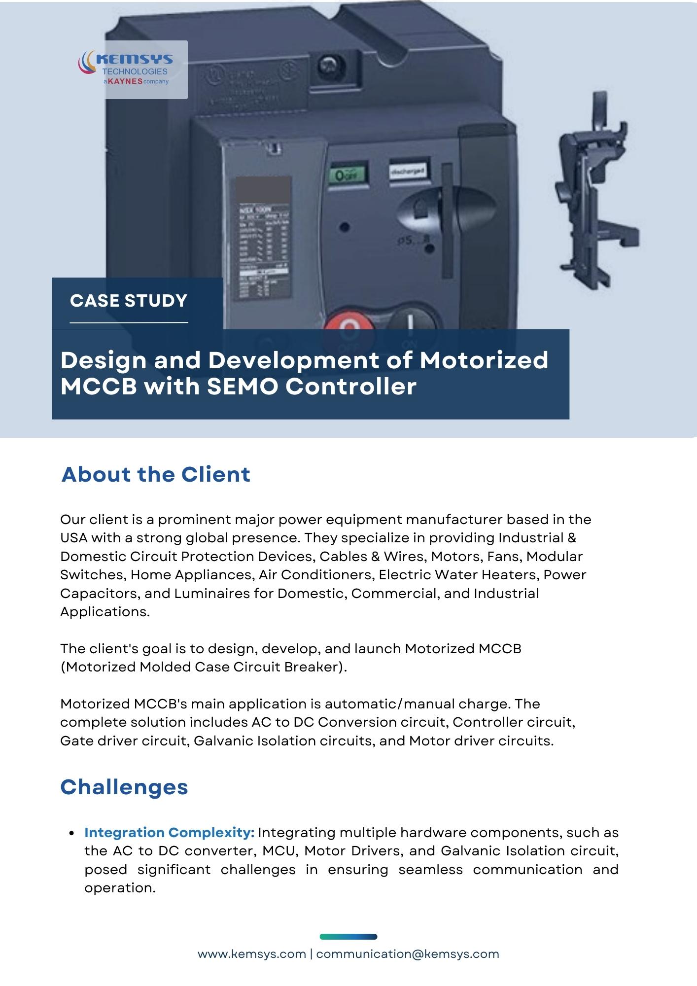 Design & Development of Motorized MCCB with SEMO Controller